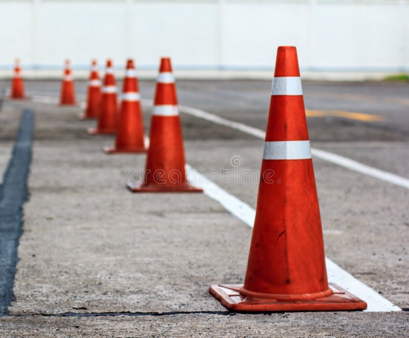 Orange Cones Direct Traffic Stock Photo - Image of cones, road: 37930930