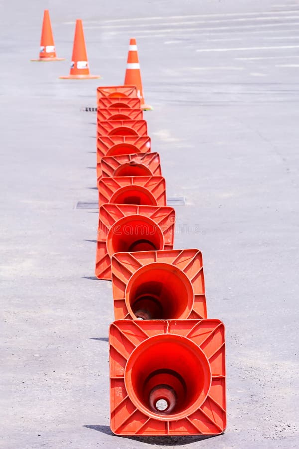 Orange cones stock photo. Image of street, background - 40876594