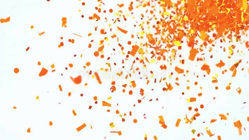 Orange Confetti Falling on White Background Stock Footage - Video of ...