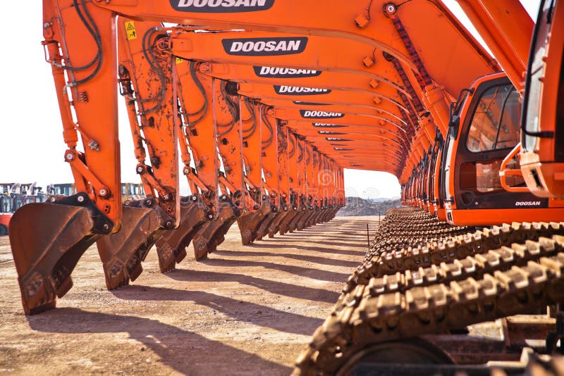 Orange, Construction Equipment, Vehicle, Crane Stock Photo - Image of ...