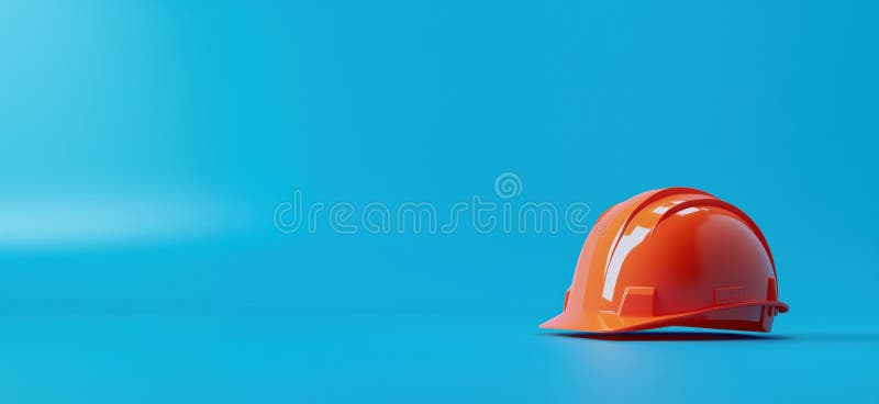Orange Construction Helmet on Blue Background for Safety and Protection ...