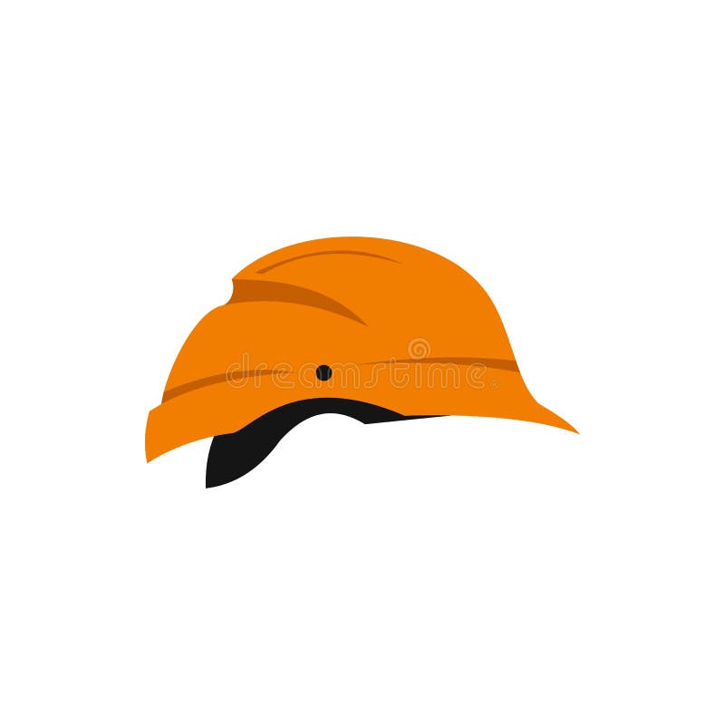Orange Construction Helmet Icon, Flat Style Stock Vector - Illustration ...