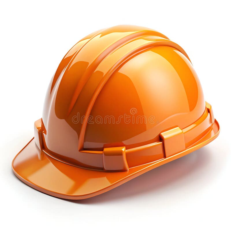 Orange Construction Helmet Isolated on White Background, Construction ...
