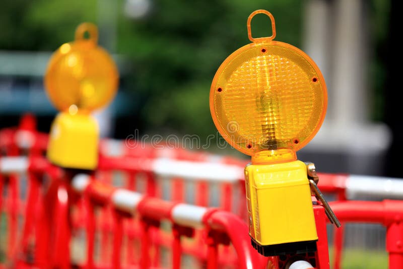 Orange Construction Or Hazard Light Stock Image - Image of construction ...