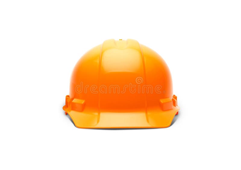 Orange Construction Safety Hard Hat Facing Forward Isolated on White ...