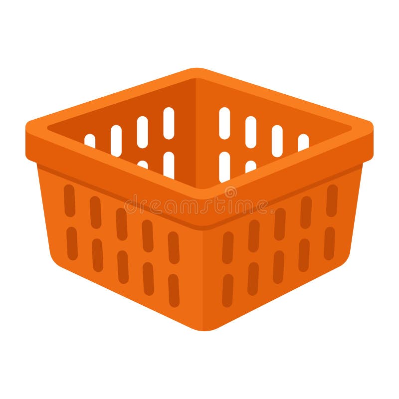 Orange Container Box for Storage or Shopping, Isolated on White Stock ...