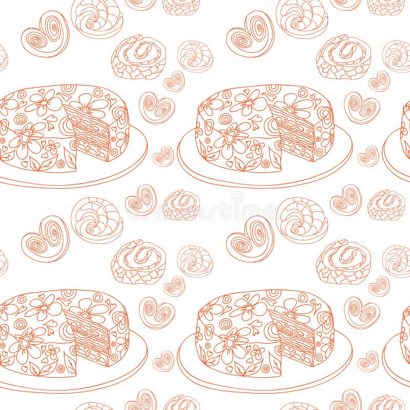 Orange Contour of Bake. Pattern of Confectionery Stock Illustration ...