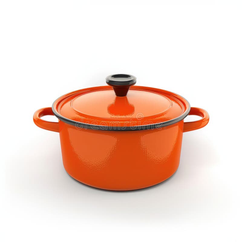 Shiny Orange Cooking Pot with Lid, Perfect for Kitchen Photography ...