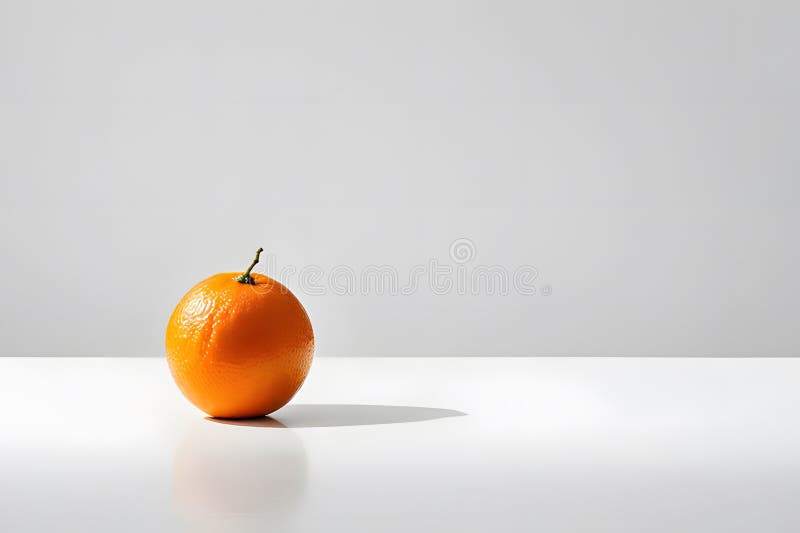 Orange with Copy Space on Bright White Background. Fresh Citrus Fruit ...