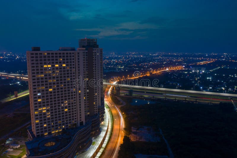 Orange County Photo Drone Night Mode Stock Photo - Image of night ...