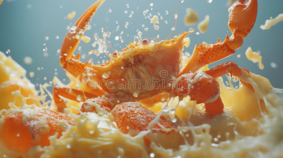 Orange Crab in Yellow Liquid Splash Stock Illustration - Illustration of yellow, shellfish ...