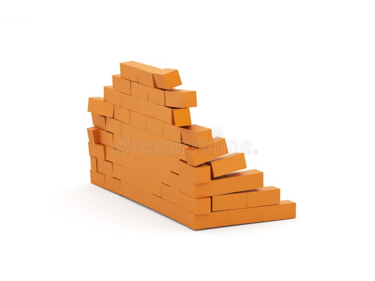 Orange Crash Brick Wall Isolated Stock Illustration - Illustration of ...