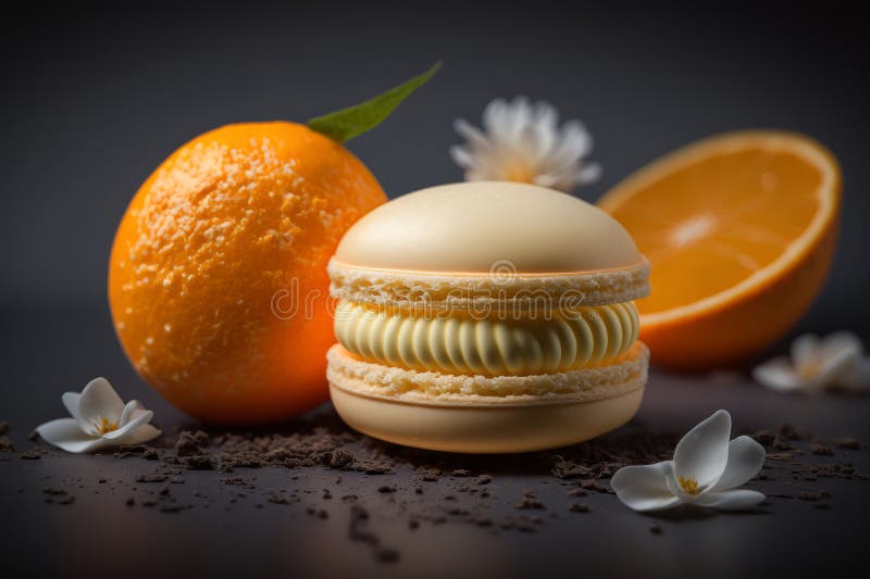 Orange Cream Macaron with a Crispy Outer Shell Generative AI Stock Illustration - Illustration ...