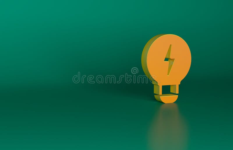 Orange Creative Lamp Light Idea Icon Isolated on Green Background ...