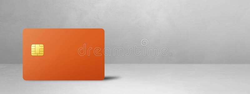 Orange Credit Card on a White Concrete Background Stock Illustration ...