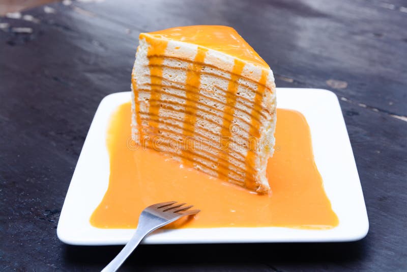 Orange crepe cake stock photo. Image of whipped, healthy - 44324790