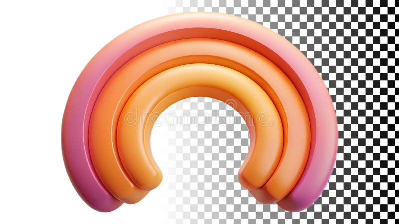 Orange Crescent Shape, Curved Form, Geometric Shape, 3D Crescent ...