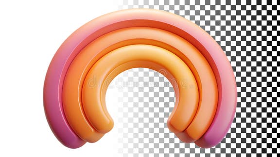 Orange Crescent Shape, Curved Form, Geometric Shape, 3D Crescent ...