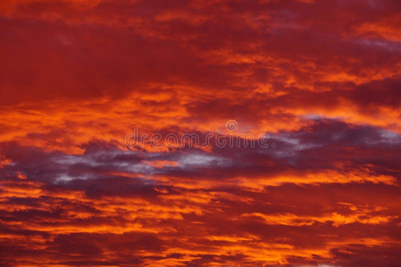 Orange-crimson Sunset Sky in the Clouds, Red Sky Stock Photo - Image of ...