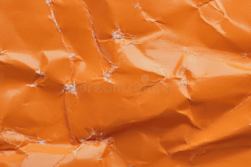 Orange Crumpled Paper Background with Folds Texture Stock Photo - Image ...