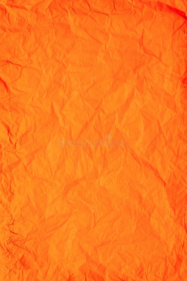 Orange Crumpled Paper Background with Folds Texture Stock Photo - Image ...
