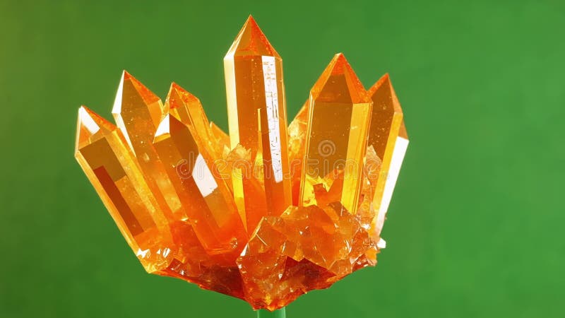Orange Crystal Cluster Rotating on Green Screen Stock Video - Video of ...