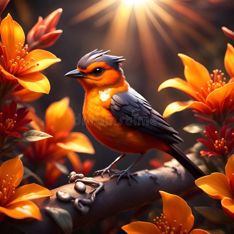 Orange crystal little bird stock illustration. Illustration of nature ...