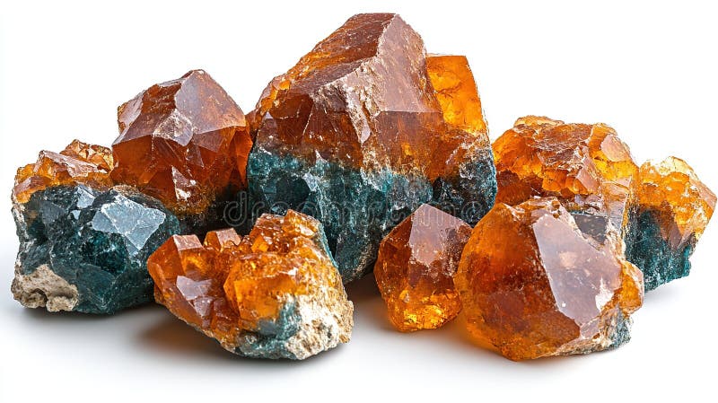 Orange Crystals Pile, White Background, Geology Sample, Science Stock ...