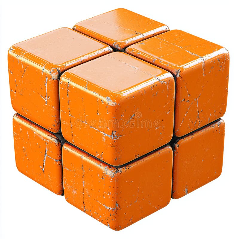 Orange Cube Blocks Puzzle Construction Concept Toy Game Object Design ...