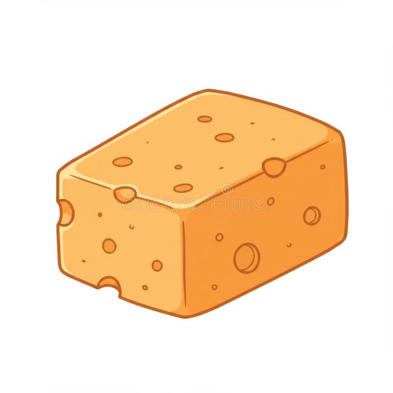 Orange Cube Cheese Block Illustration Stock Illustration - Illustration ...