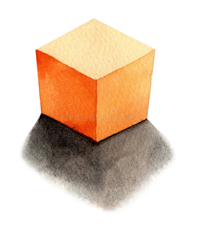 Orange Cube - Light from the Back, Basic Geometric Shapes with Dramatic ...