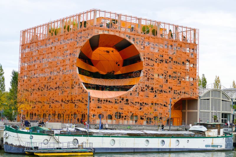 The Orange Cube Building in Lyon, France Editorial Stock Image - Image ...