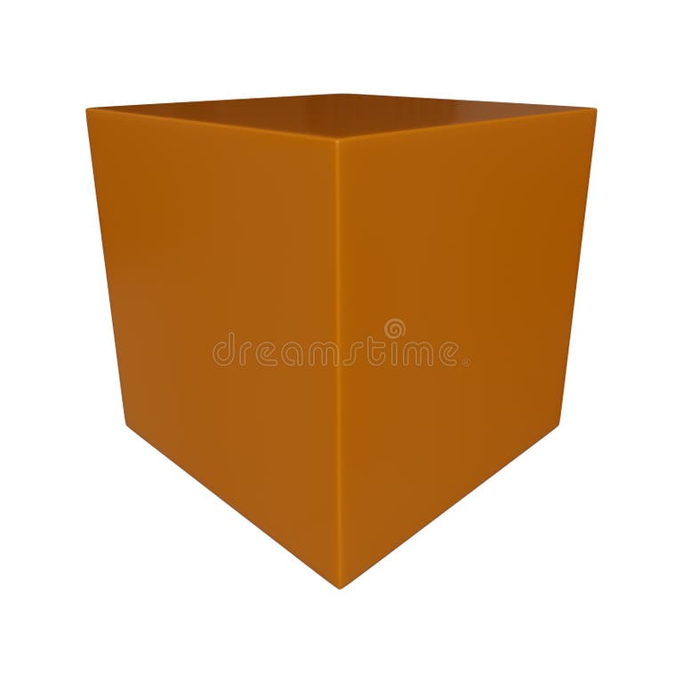Orange Cube in Perspective on a White Background Stock Illustration ...
