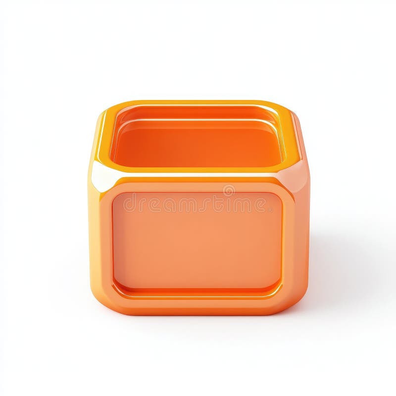 Orange Glossy Cube 3D Render: Empty Container Stock Illustration ...