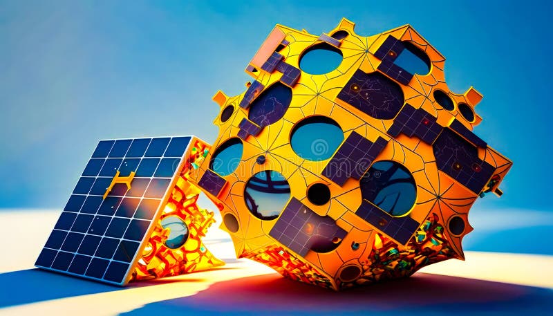 An Orange Cube with Solar Panel on Top. Generative AI Stock ...