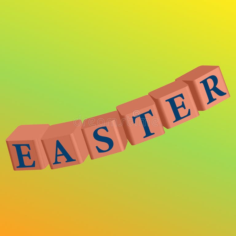 Orange Cubes Labeled Easter. Multicolored Gradient Background. Stock ...