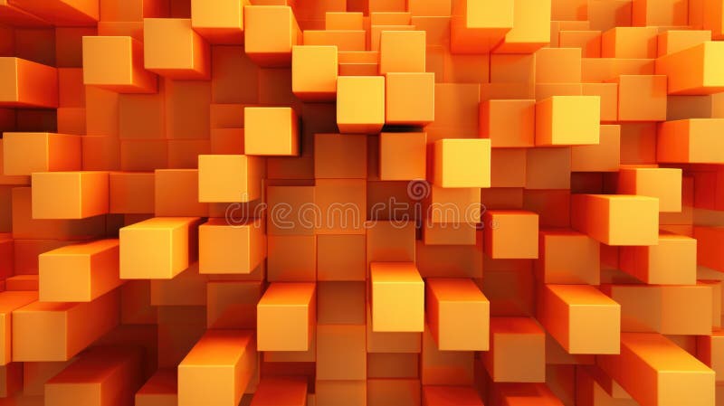 Orange Cubes Wall Background, Abstract Illustration Stock Photo - Image ...