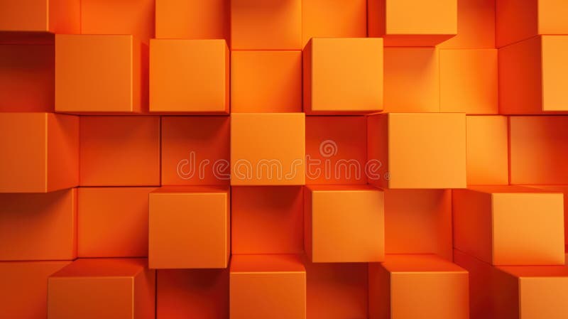 Orange Cubes Wall Background, Abstract Illustration Stock Illustration ...