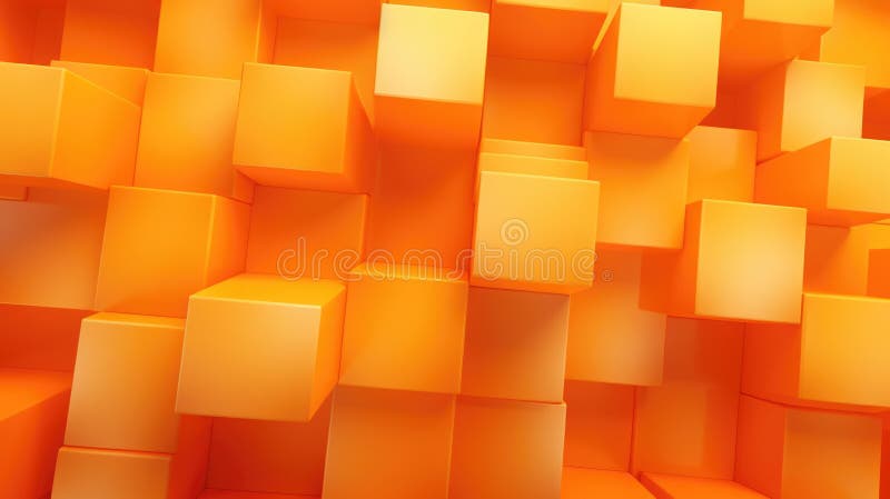 Orange Cubes Wall Background, Abstract Illustration Stock Photo - Image of white, cube: 304147136