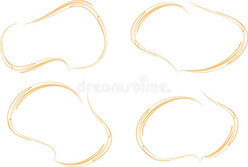 Orange Curved Abstract Line Art Speech Bubbles Set Stock Vector ...