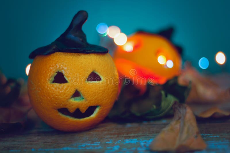 Orange with Curved Scary Face Stock Photo - Image of garland, trick ...