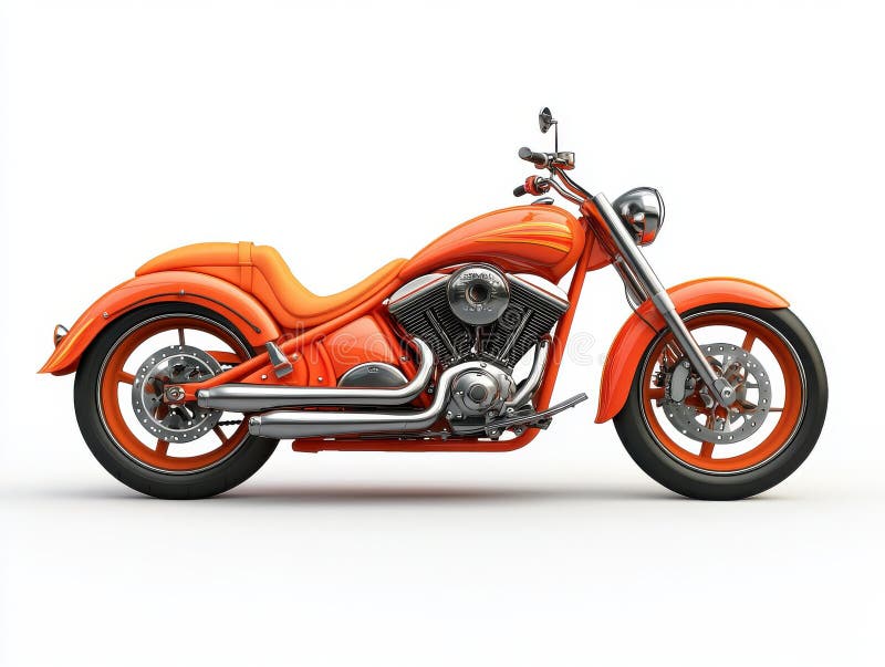 Orange Custom Cruiser Motorcycle on White Background Stock Illustration ...