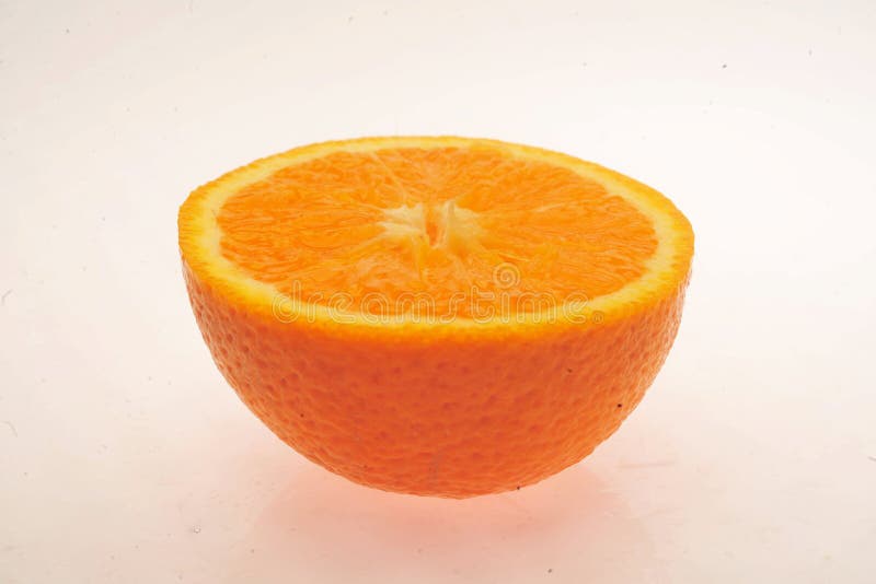 Orange with Cut in Half and Green Leaves Isolated on White Background ...