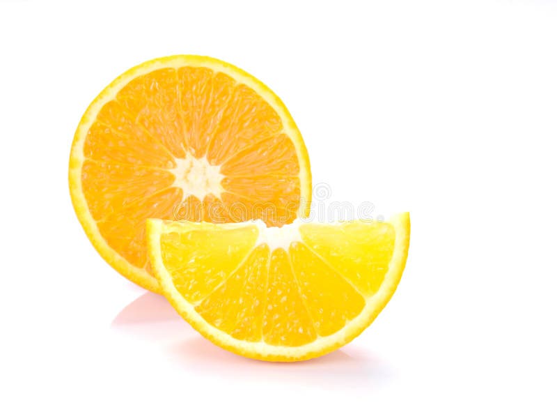 Orange Cut Pieces on White Background. Stock Photo - Image of citrus ...