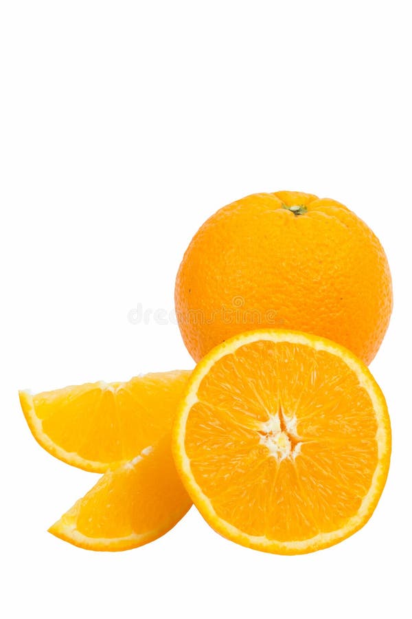 Orange with Cut and Slice in Half and Isolated on White Background ...