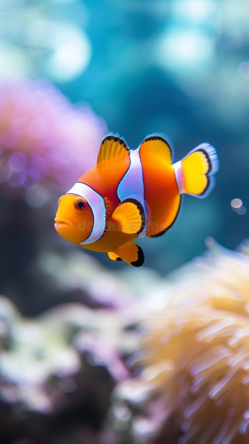 An Orange Cute Fish Swimming Under the Water Stock Illustration ...