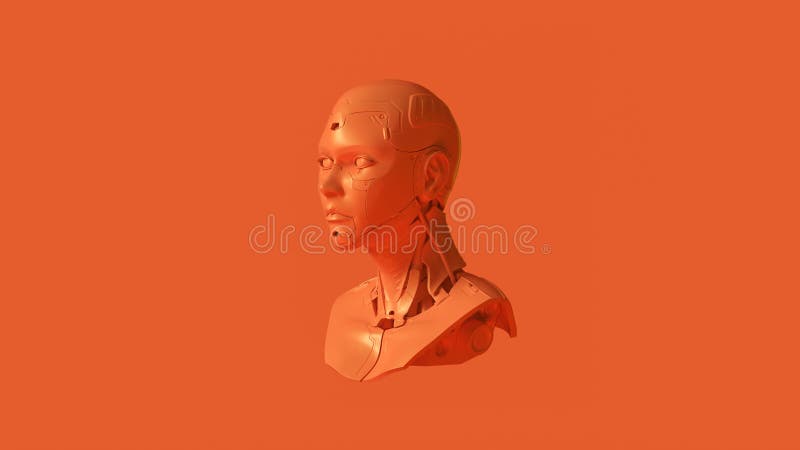 Orange Cyborg Bust stock illustration. Illustration of futuristic ...