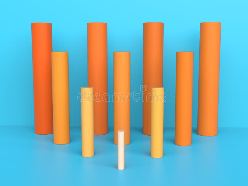 Orange Cylinder Columns on Bright Blue Background Stock Illustration ...