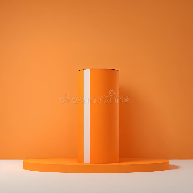 Orange Cylinder Pedestal Podium Display, Empty Room Background AI ...