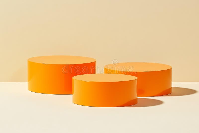 Orange Cylindrical Display Stages Generated Using AI. Stock ...